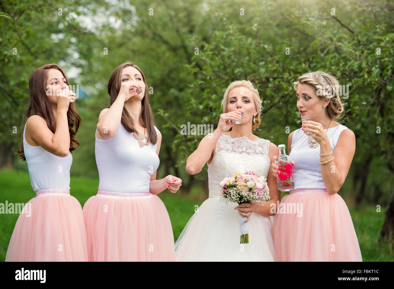 Bride with bridesmaids Stock Photo - Alamy