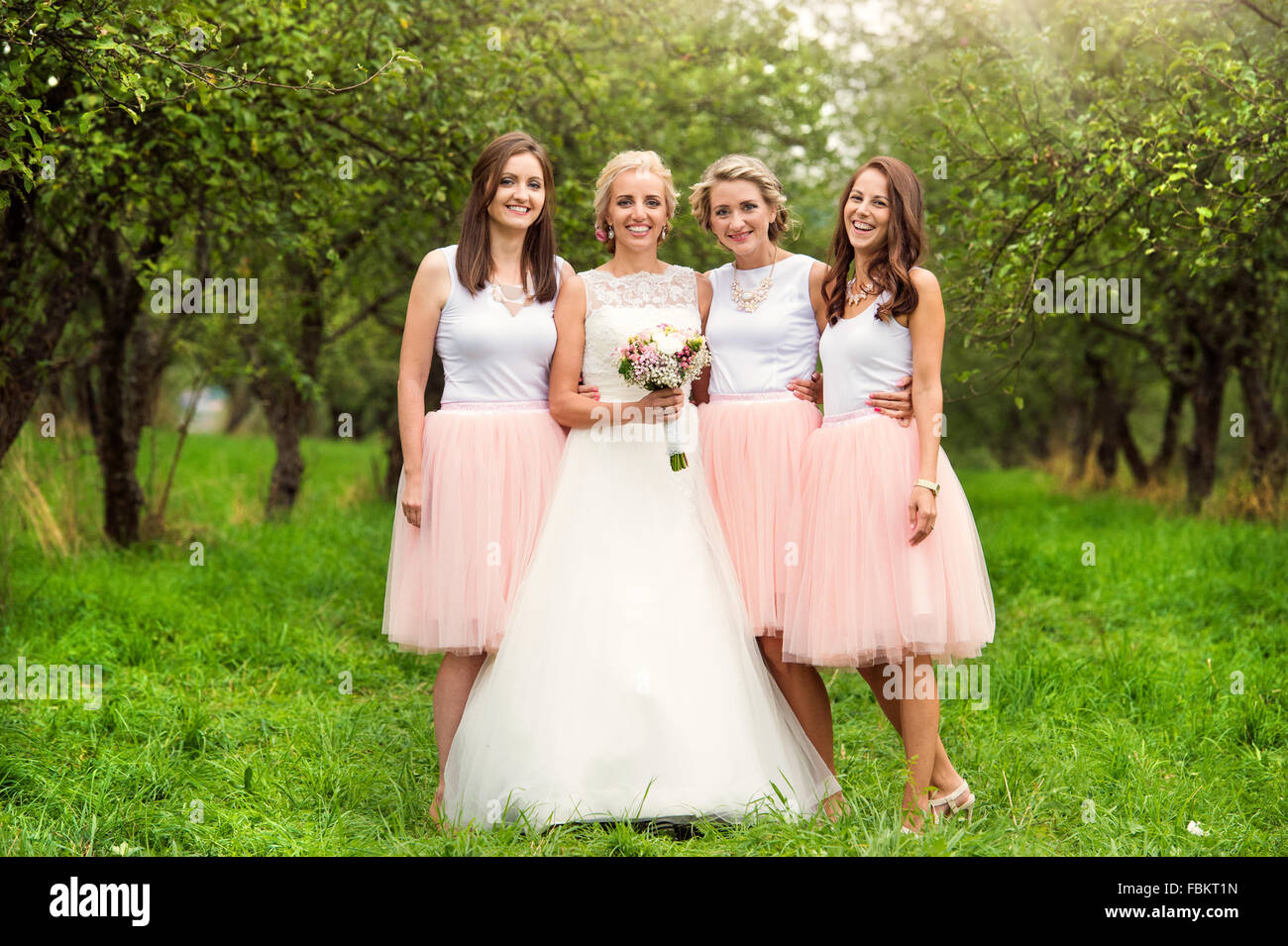 Bride with bridesmaids Stock Photo - Alamy