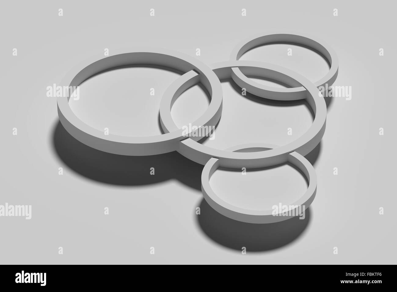 3d rendering of a white three-dimensional circles on white background ...