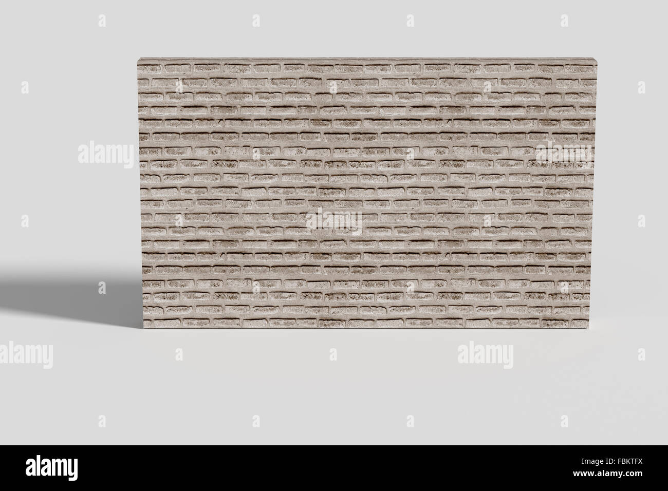 3d rendering of a brick wall in the middle of white room. Illustration ...