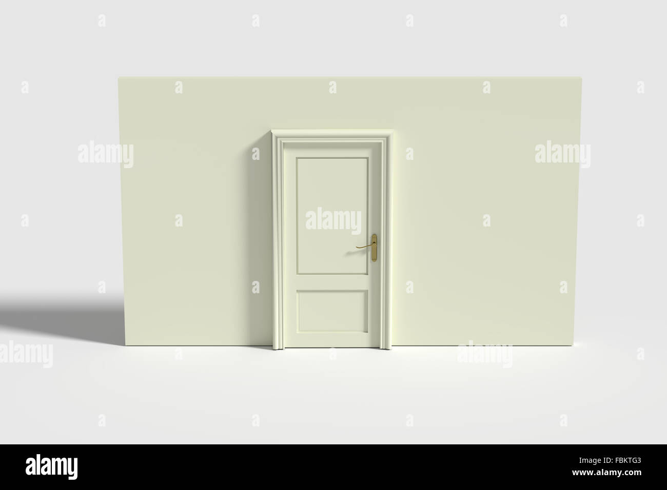 3d rendering of a door and white wall.Illustration Stock Photo - Alamy