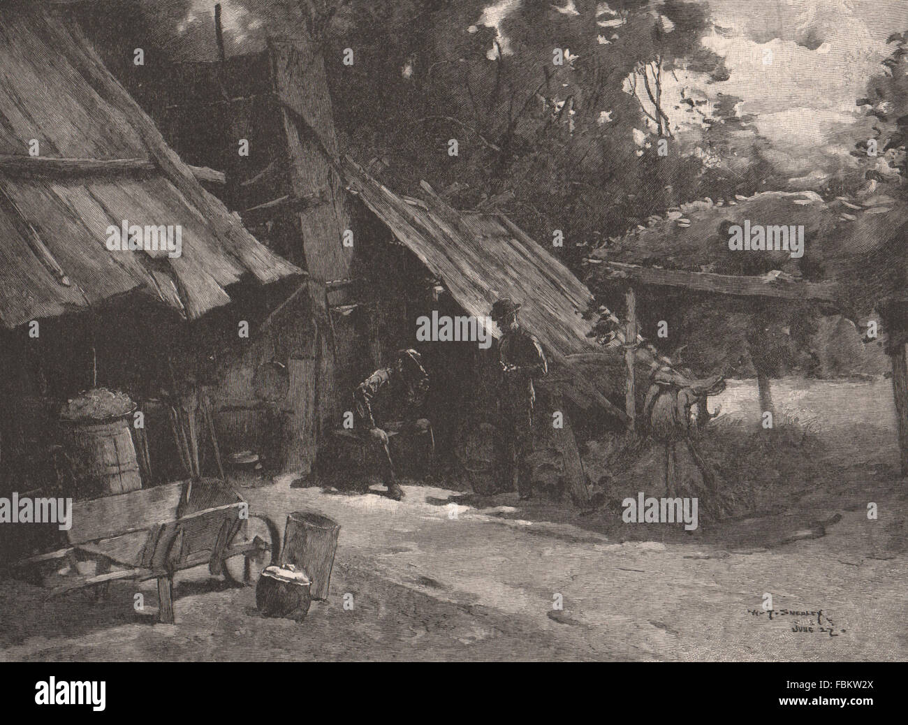 A Bushman's Home. Victoria, Australia, antique print 1888 Stock Photo ...