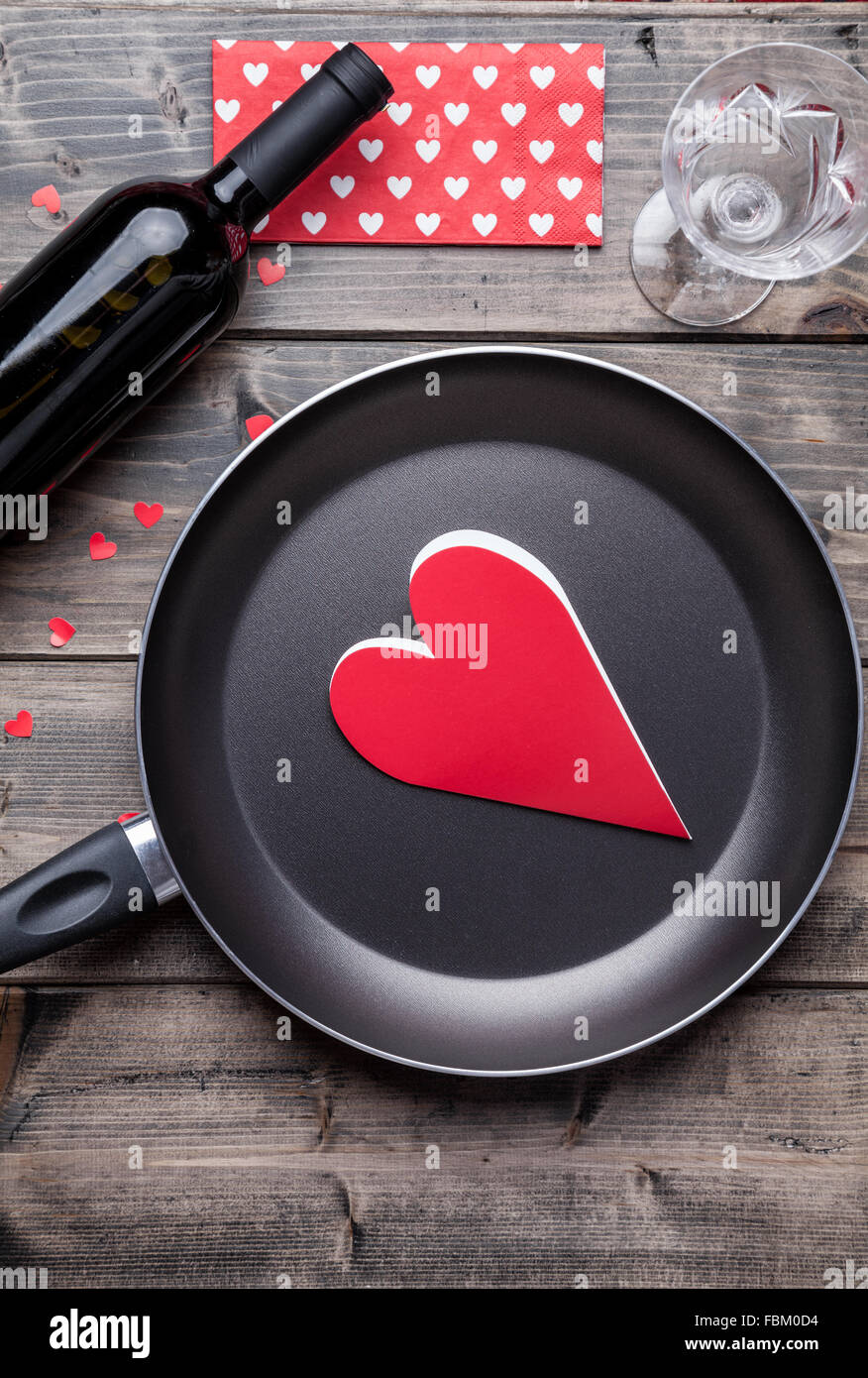 Romantic dinner set on rustic wooden background Stock Photo - Alamy