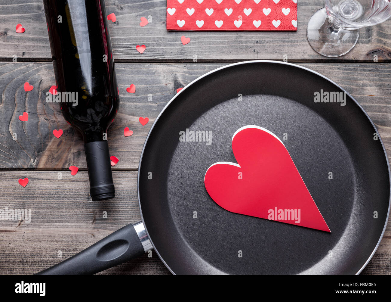 Romantic dinner set on rustic wooden background Stock Photo - Alamy