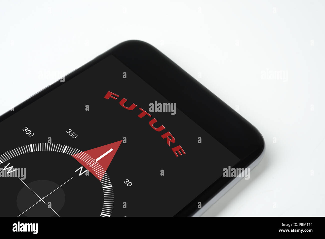 handy compass with text and arrow Future Stock Photo - Alamy