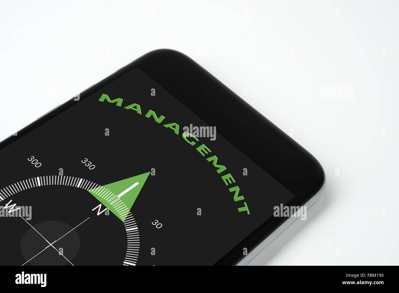 Management handy compass with text and arrow Stock Photo - Alamy