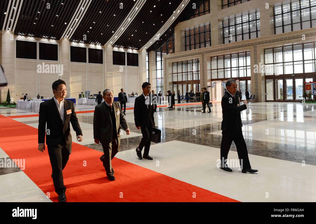 Vientiane, Laos. 18th Jan, 2016. Delegates and invited guests arrive at ...