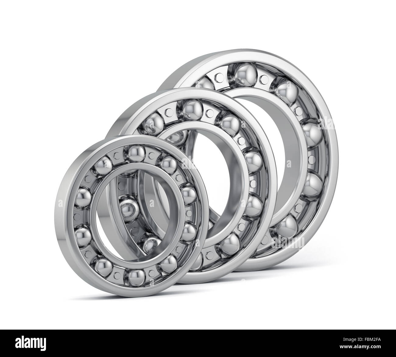 Detailed bearings set production isolated on white background Stock ...