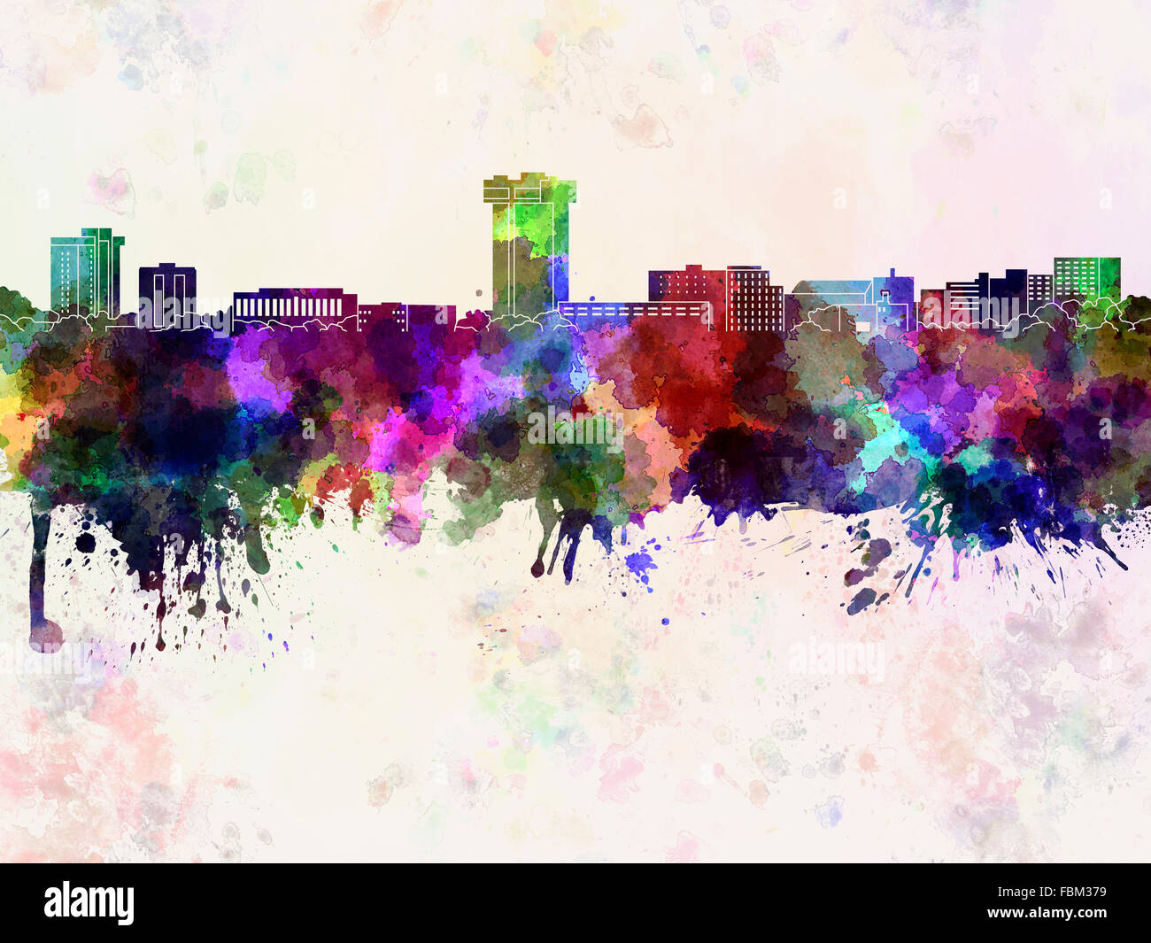 Springfield MO skyline in watercolor background Stock Photo - Alamy