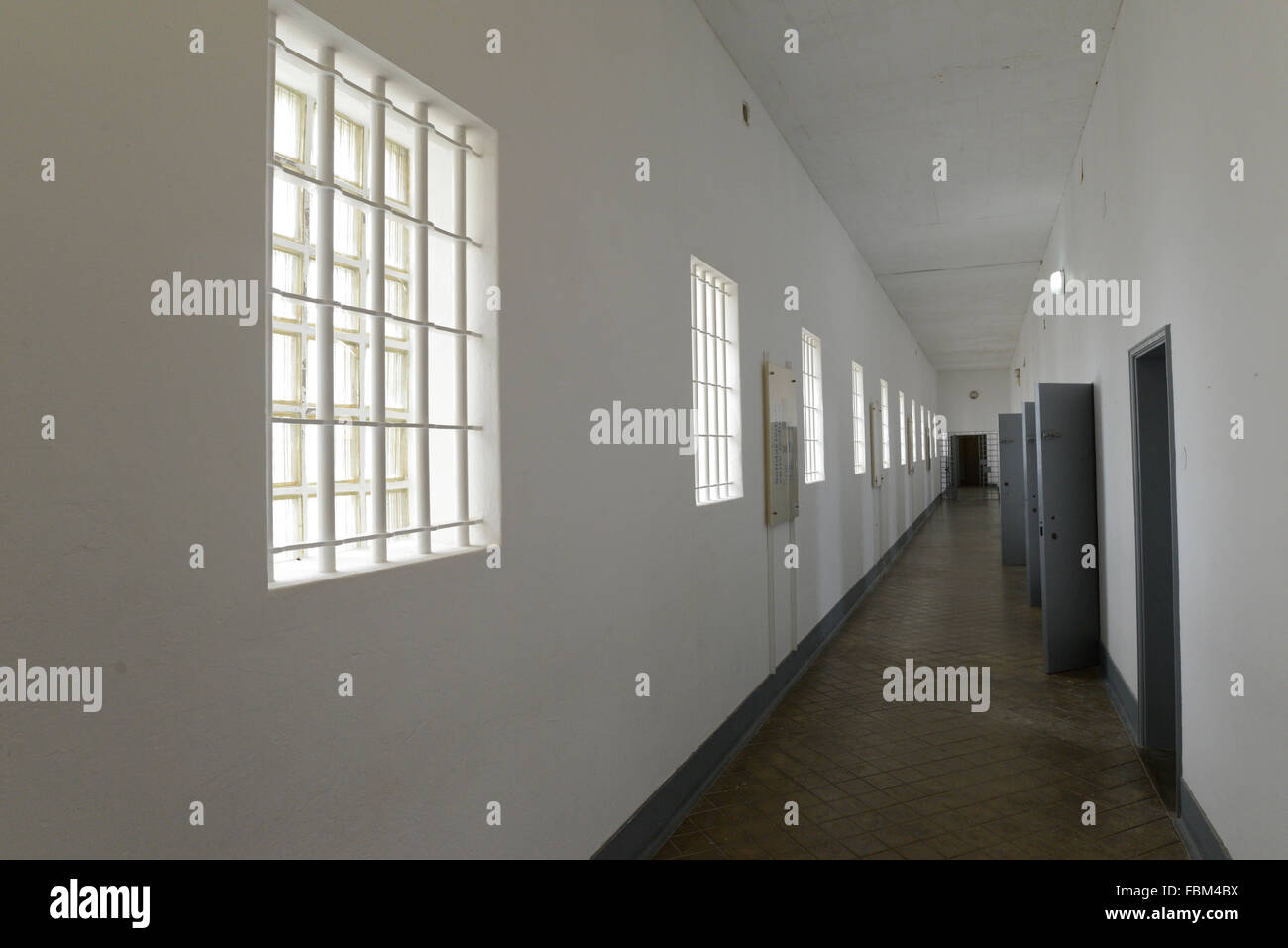 corridor inside peniche, political prison Stock Photo - Alamy
