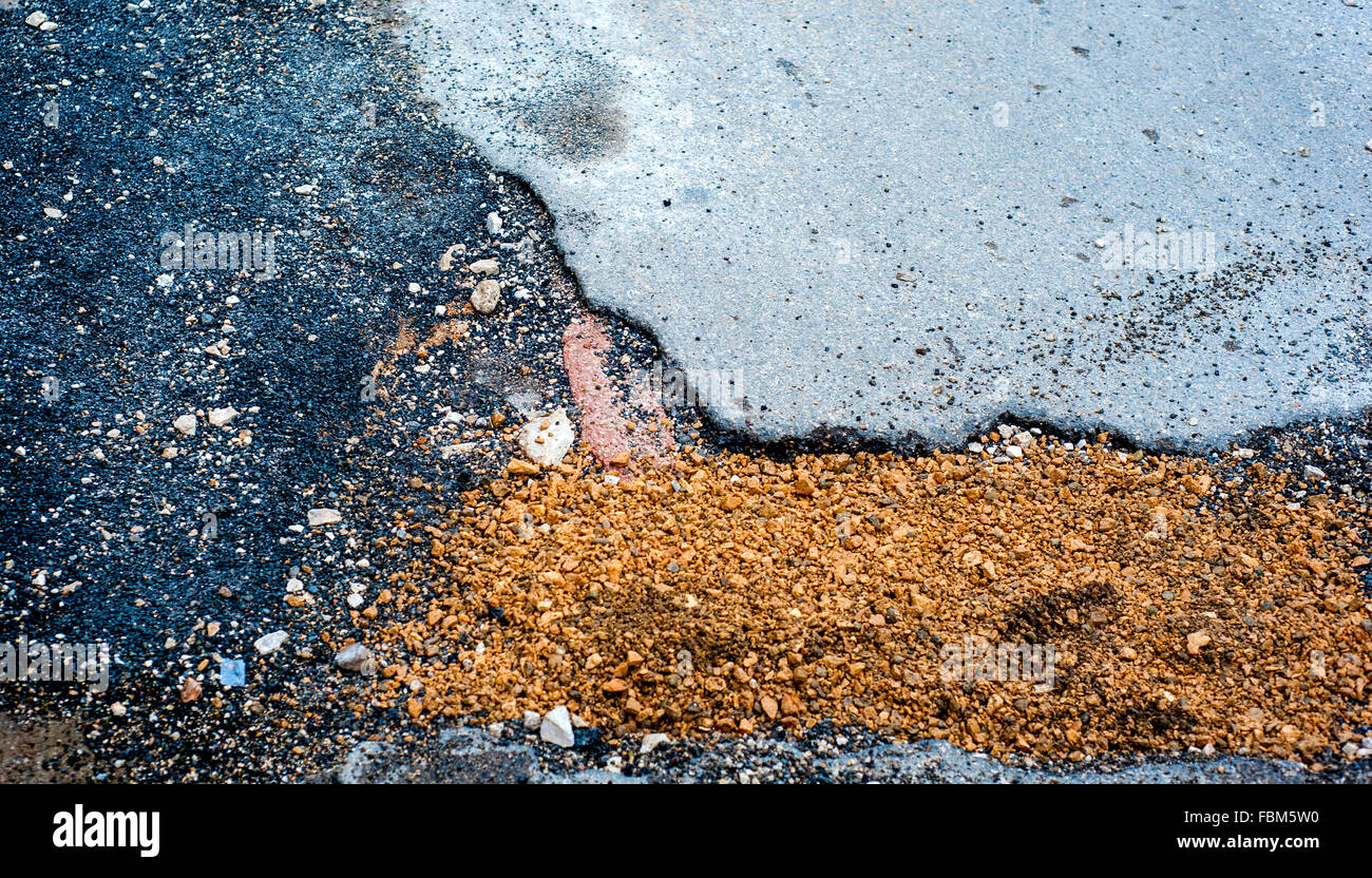 paved road in a city interested by construction of underground ...