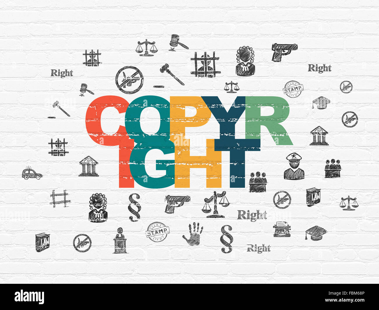 Law concept: Copyright on wall background Stock Photo - Alamy