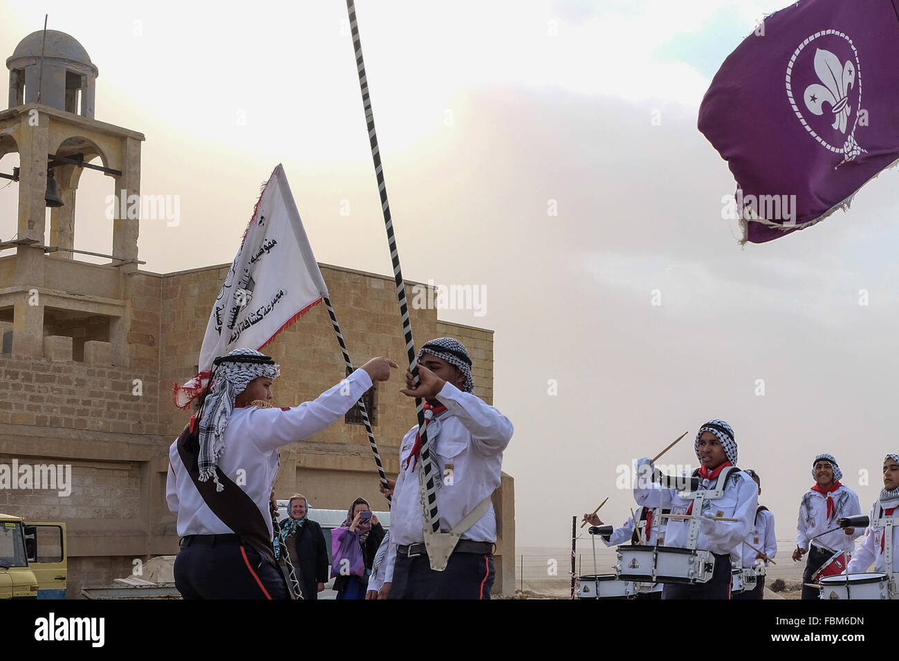 Qaser Al Yahud, Israel. 18th January, 2016. A Scouts band welcomes ...