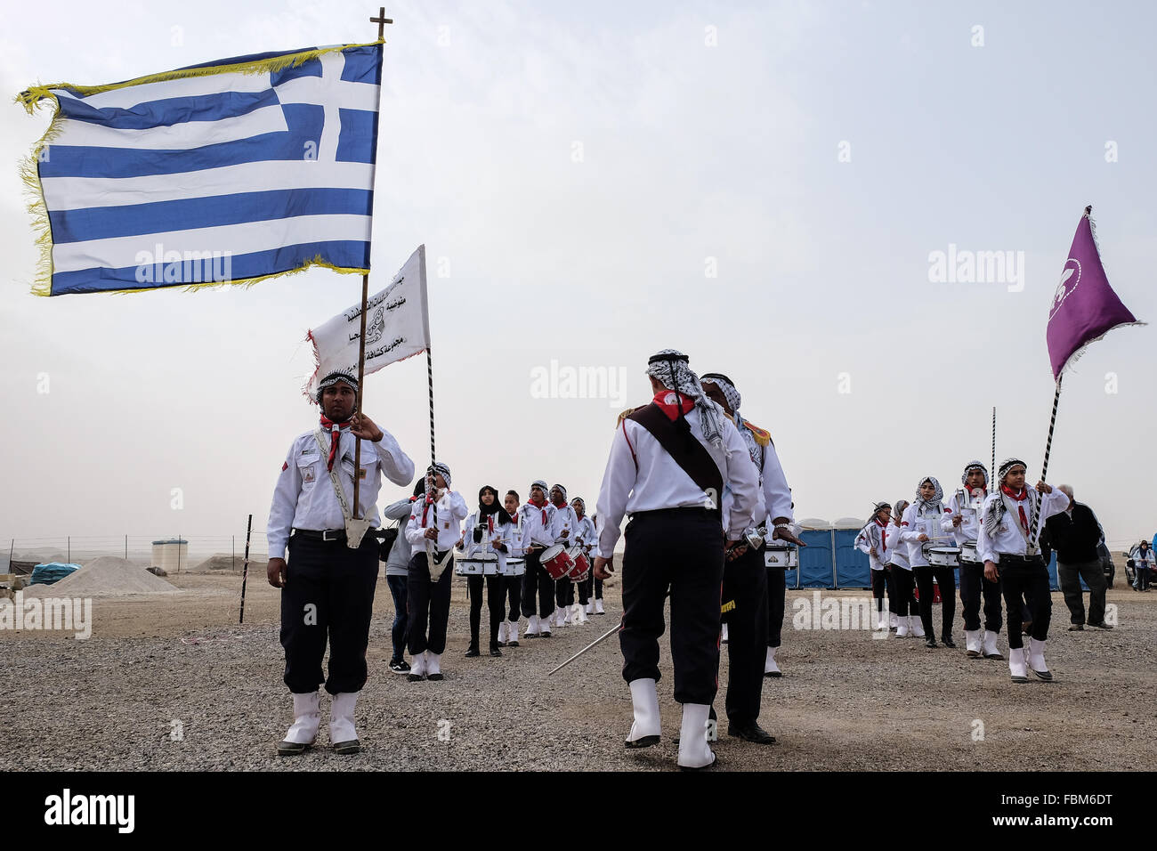 Qaser Al Yahud, Israel. 18th January, 2016. A Scouts band welcomes ...