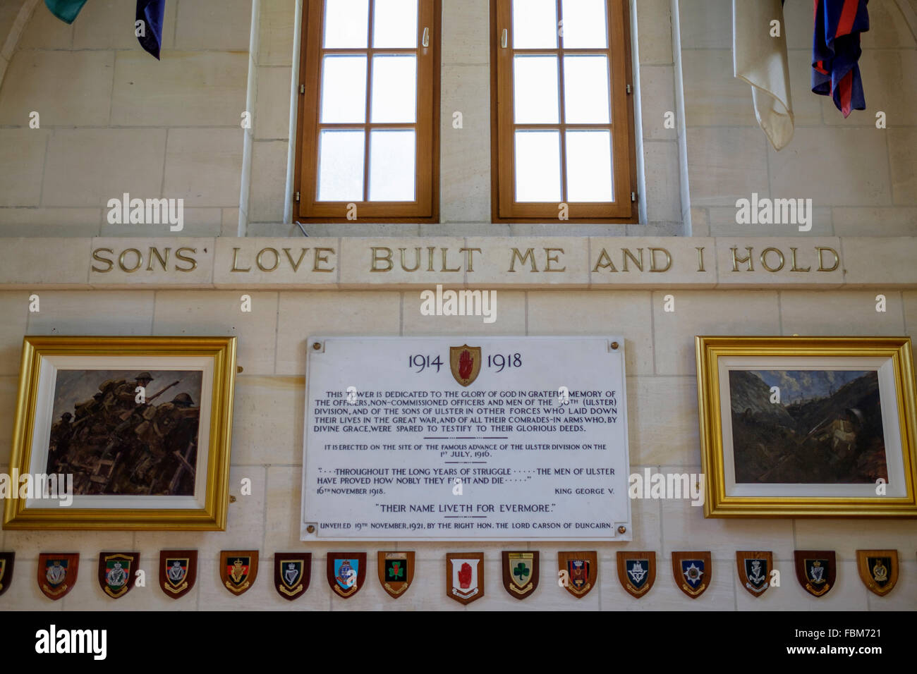 The Memorial Room within The Ulster Memorial Tower, Somme. France ...