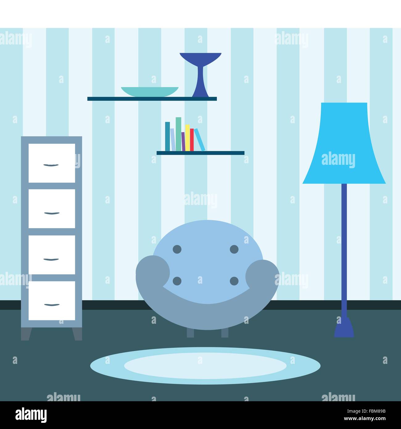 Blue wall living room Stock Vector Images - Alamy