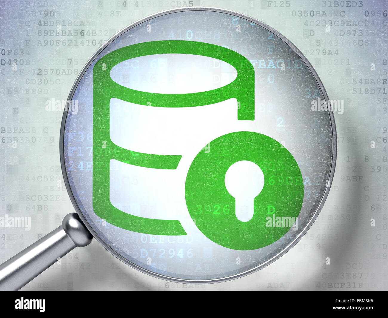 Database concept: Database With Lock with optical glass on digital ...