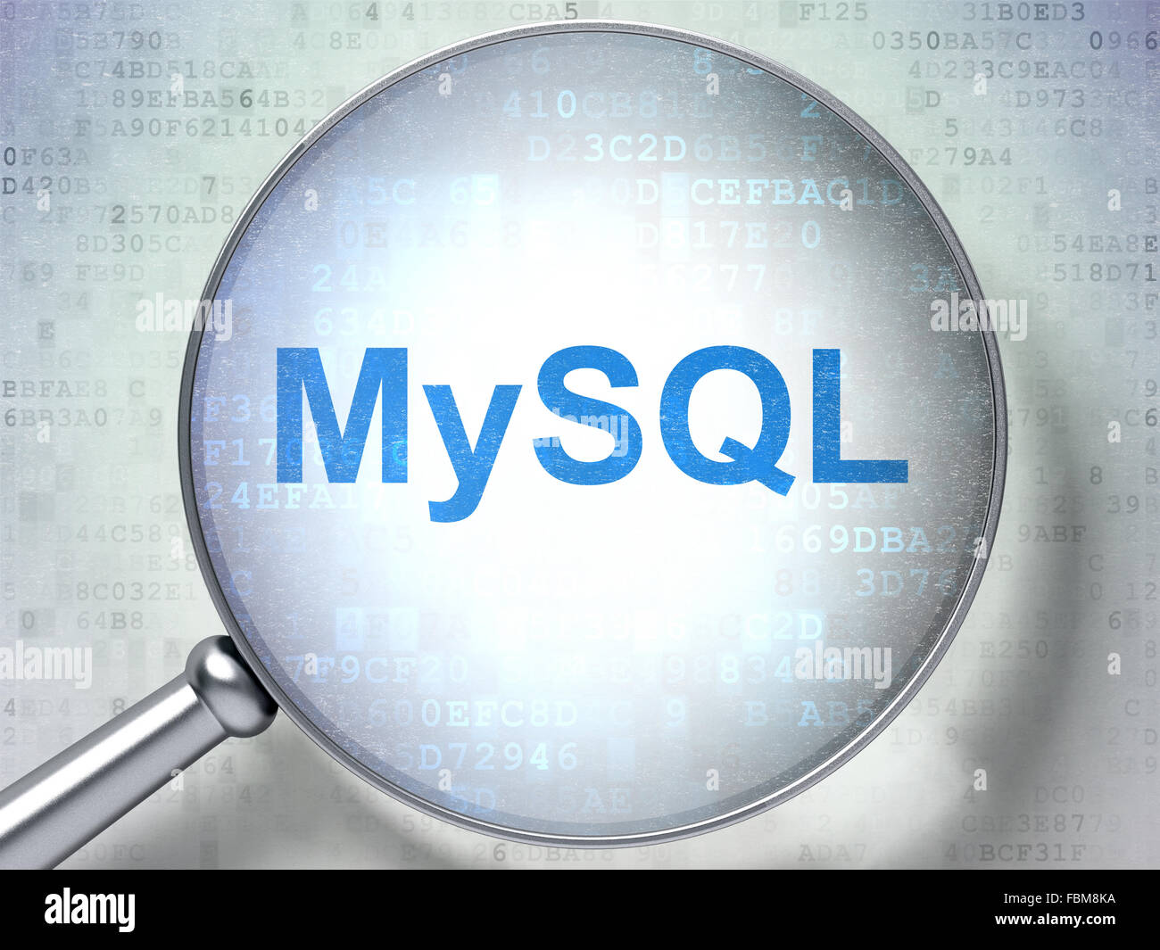 Software concept: MySQL with optical glass Stock Photo - Alamy