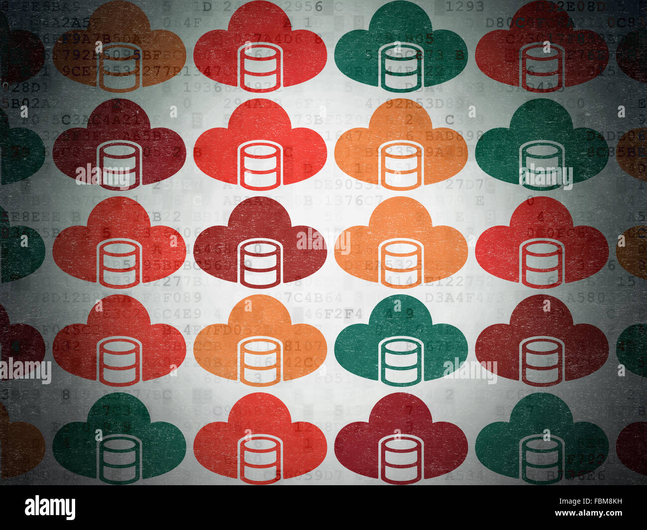 Database concept: Database With Cloud icons on Digital Paper background ...