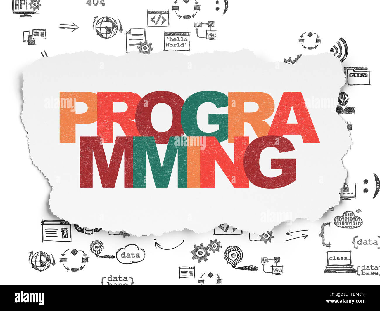 Database concept: Programming on Torn Paper background Stock Photo - Alamy
