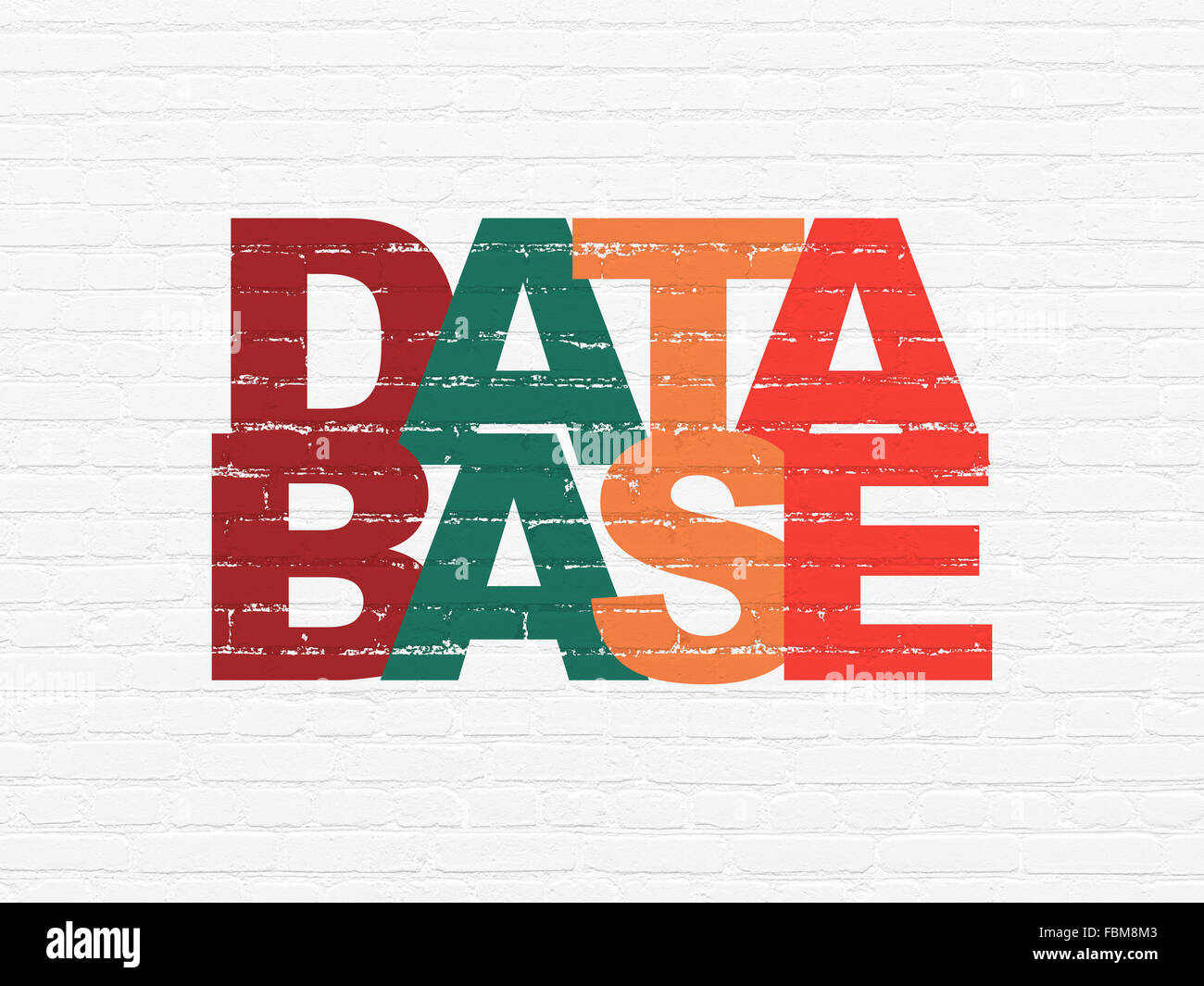 Database concept: Database on wall background Stock Photo - Alamy