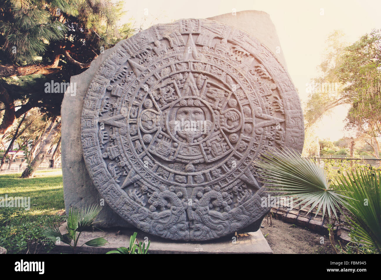 Sculpture of Ancient Mayan Calendar in Tijuana ZOO, Mexico Stock Photo ...