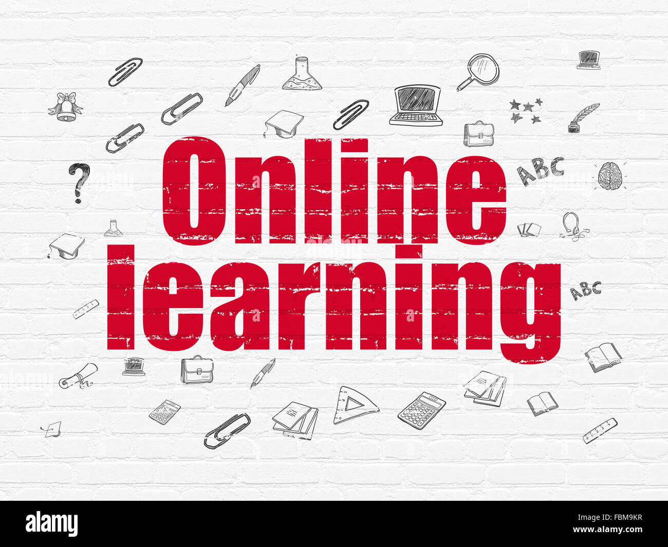 Learning concept: Online Learning on wall background Stock Photo - Alamy