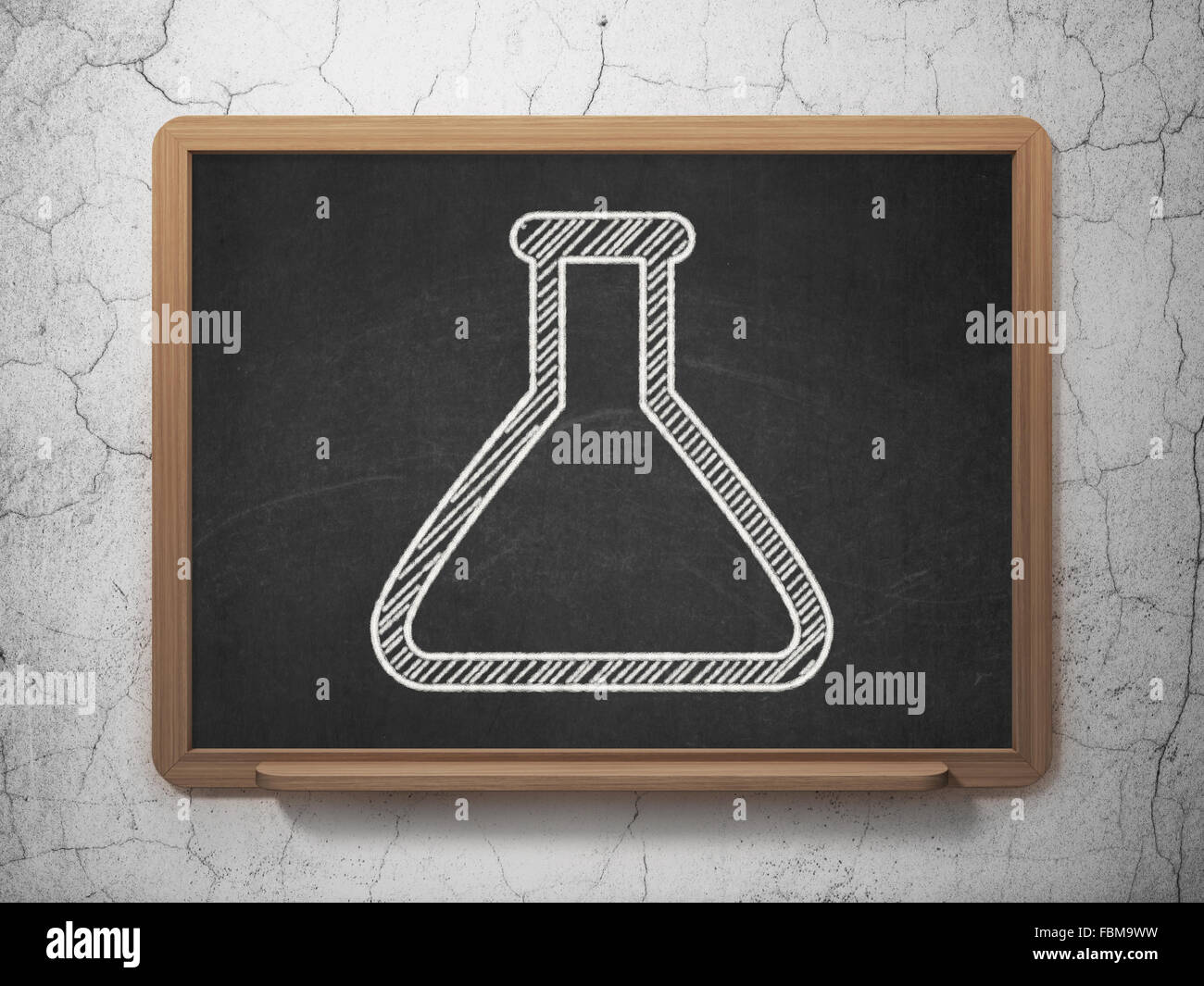 Science concept: Flask on chalkboard background Stock Photo - Alamy