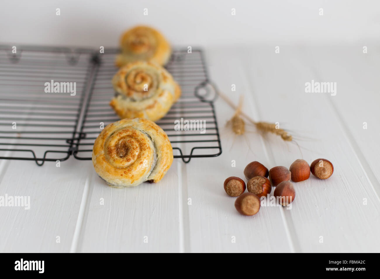 Chocolate hazelnut swirl pastries Stock Photo - Alamy