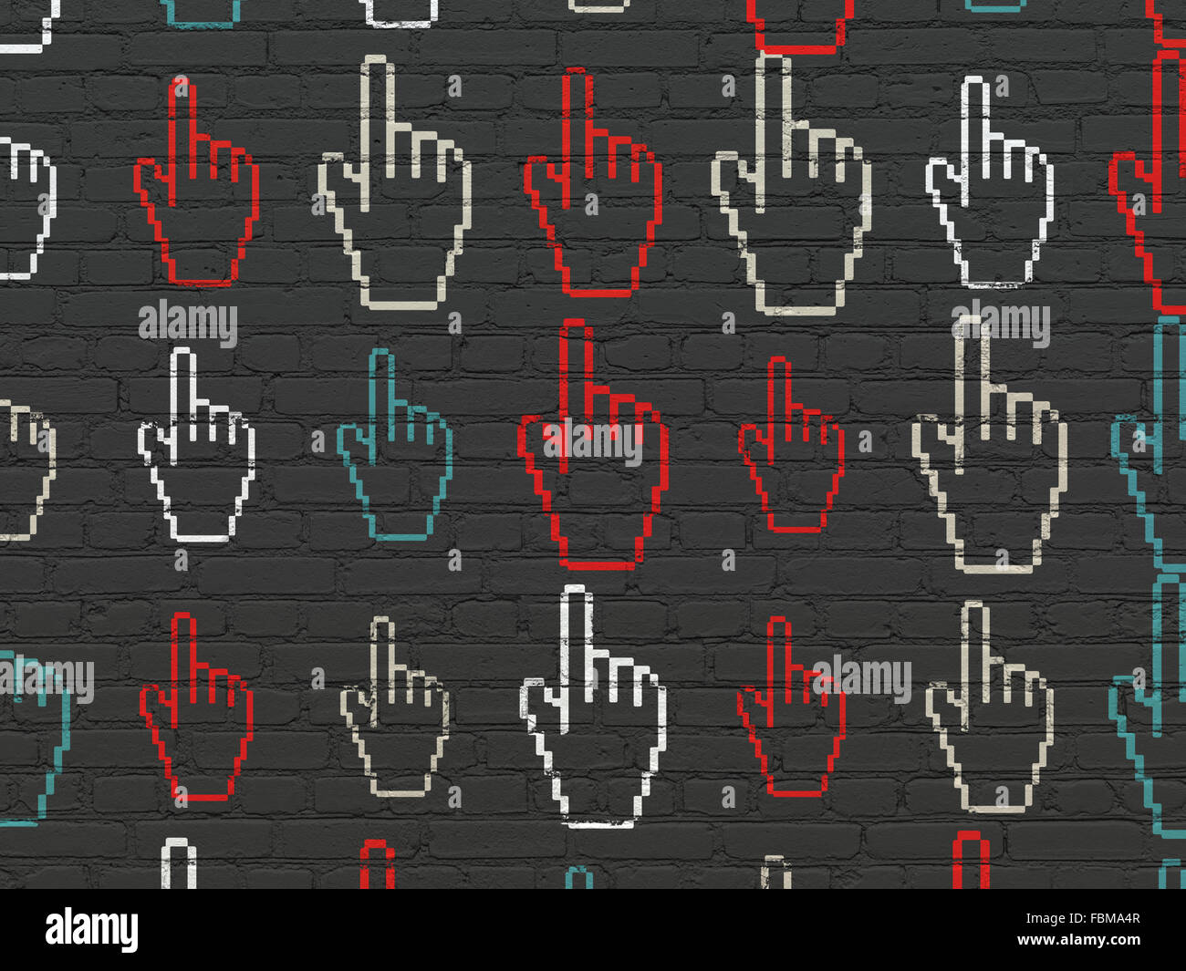 Marketing concept: Mouse Cursor icons on wall background Stock Photo ...