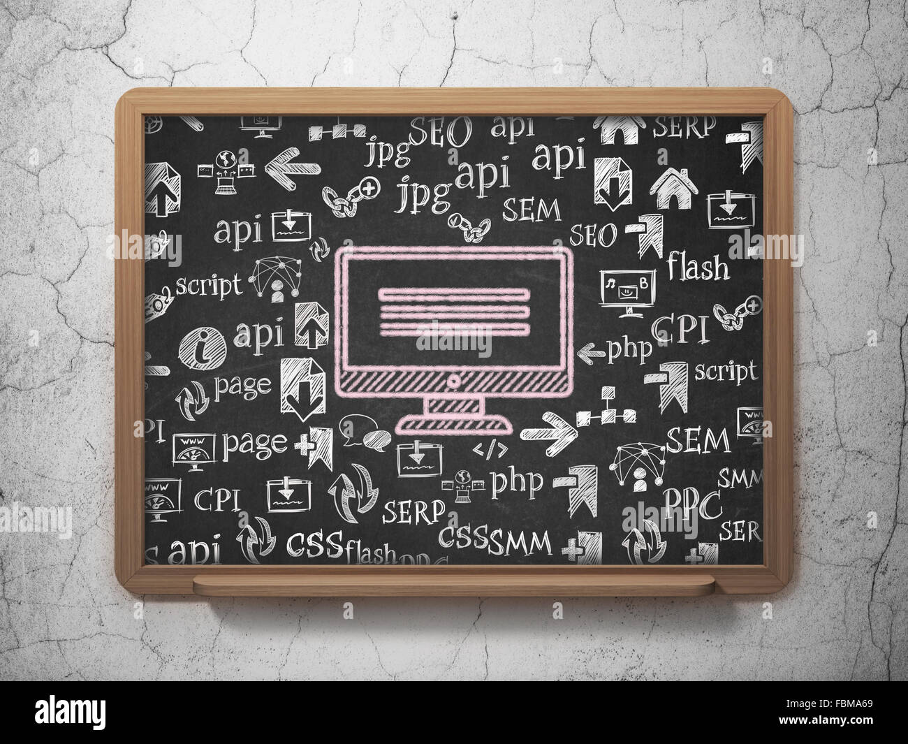 Web design concept: Monitor on School Board background Stock Photo - Alamy