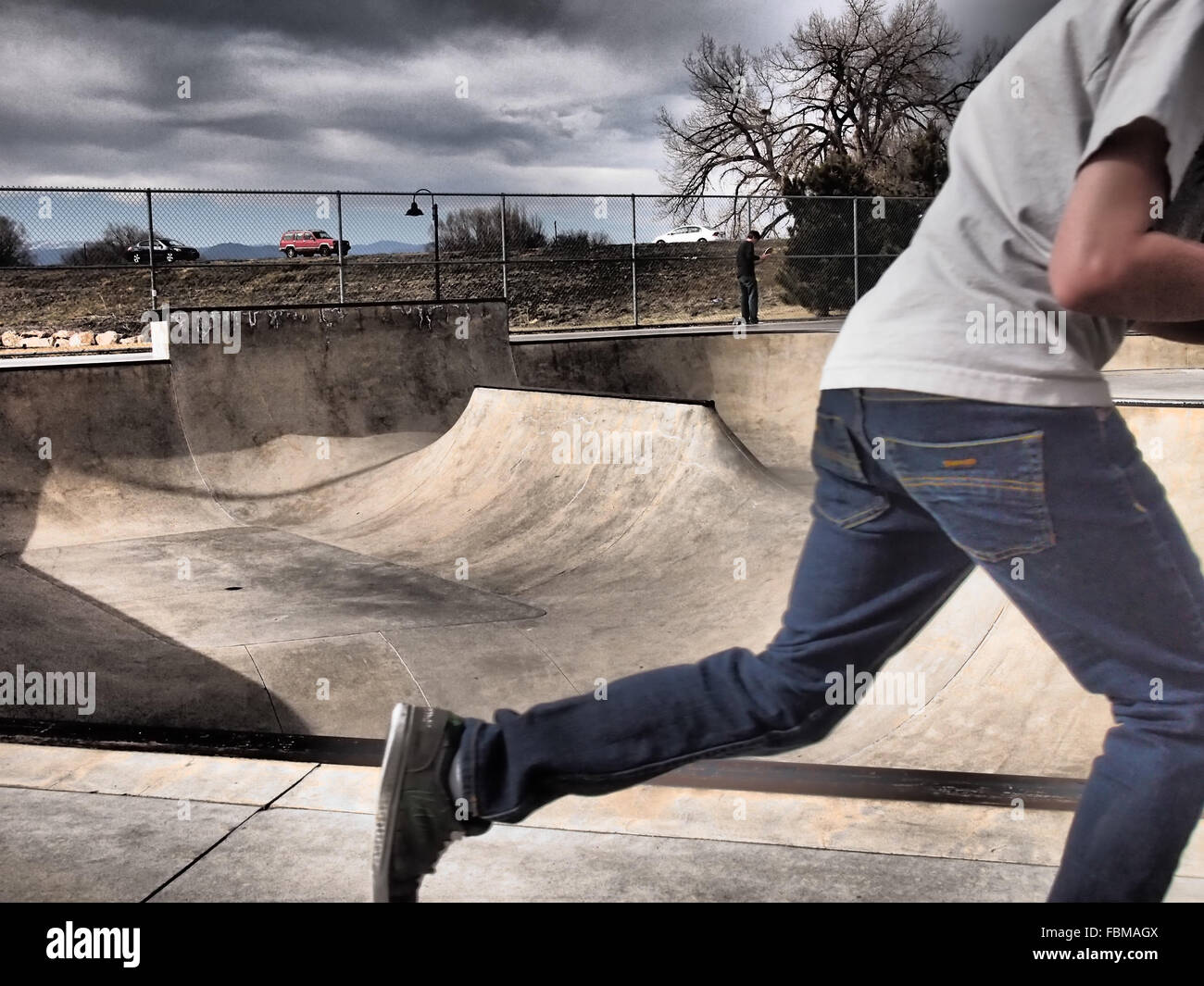 Man Running Through Skateboard Park Stock Photo - Alamy