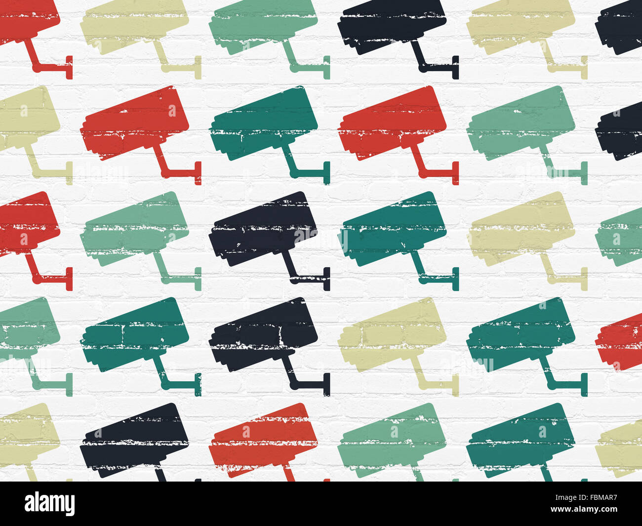 Security concept: Cctv Camera icons on wall background Stock Photo - Alamy