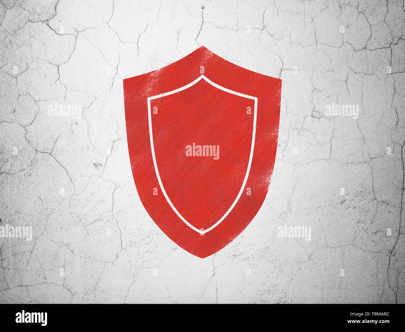 Security concept: Shield on wall background Stock Photo - Alamy