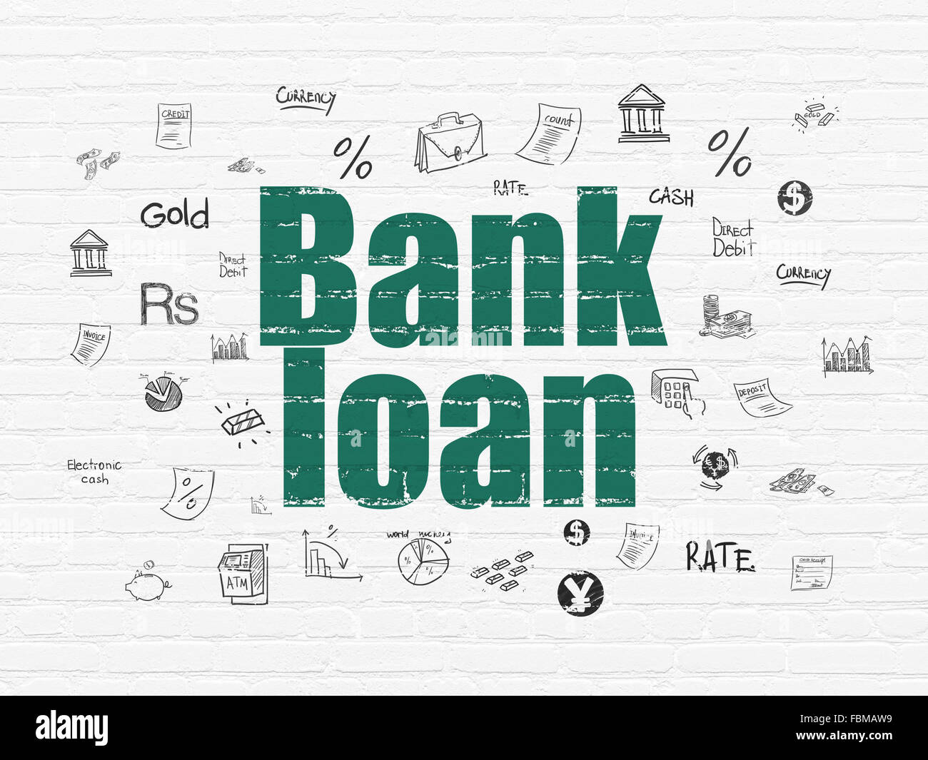 Money concept: Bank Loan on wall background Stock Photo - Alamy