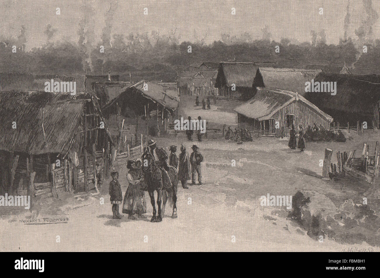 PARIHAKA. New Zealand, antique print 1888 Stock Photo - Alamy