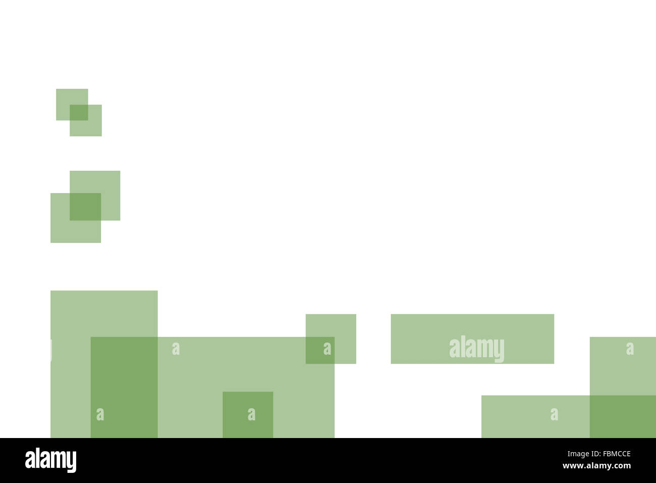 Close up view of heap of green illustrative large and small rectangles ...
