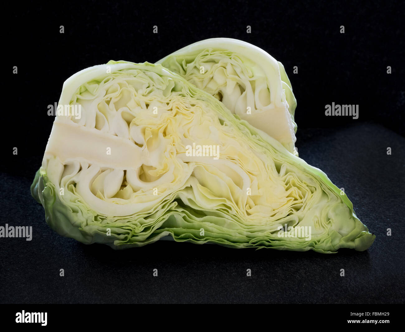 White cabbage cut in halves Stock Photo - Alamy
