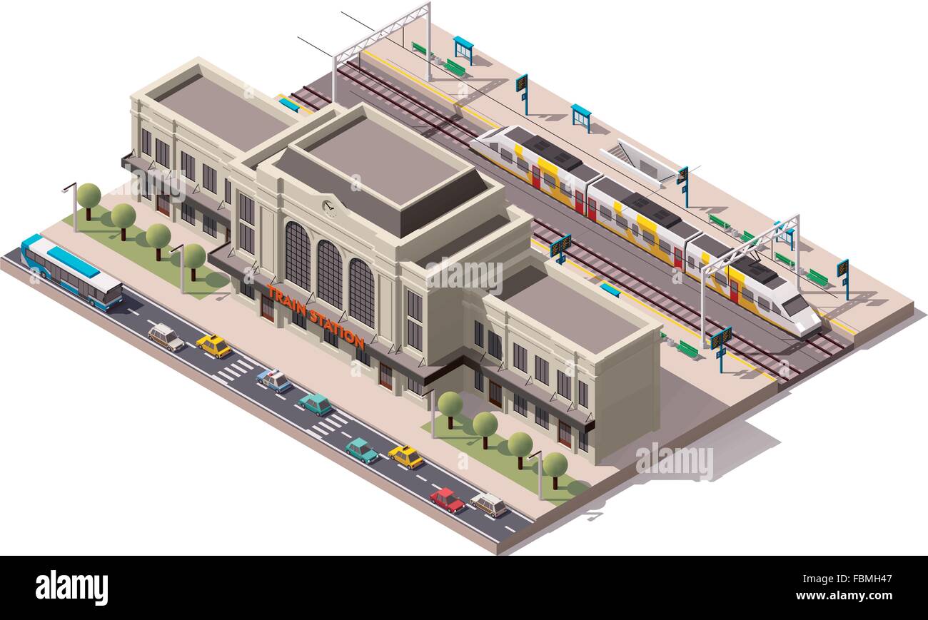 Vector isometric train station Stock Vector Image & Art - Alamy