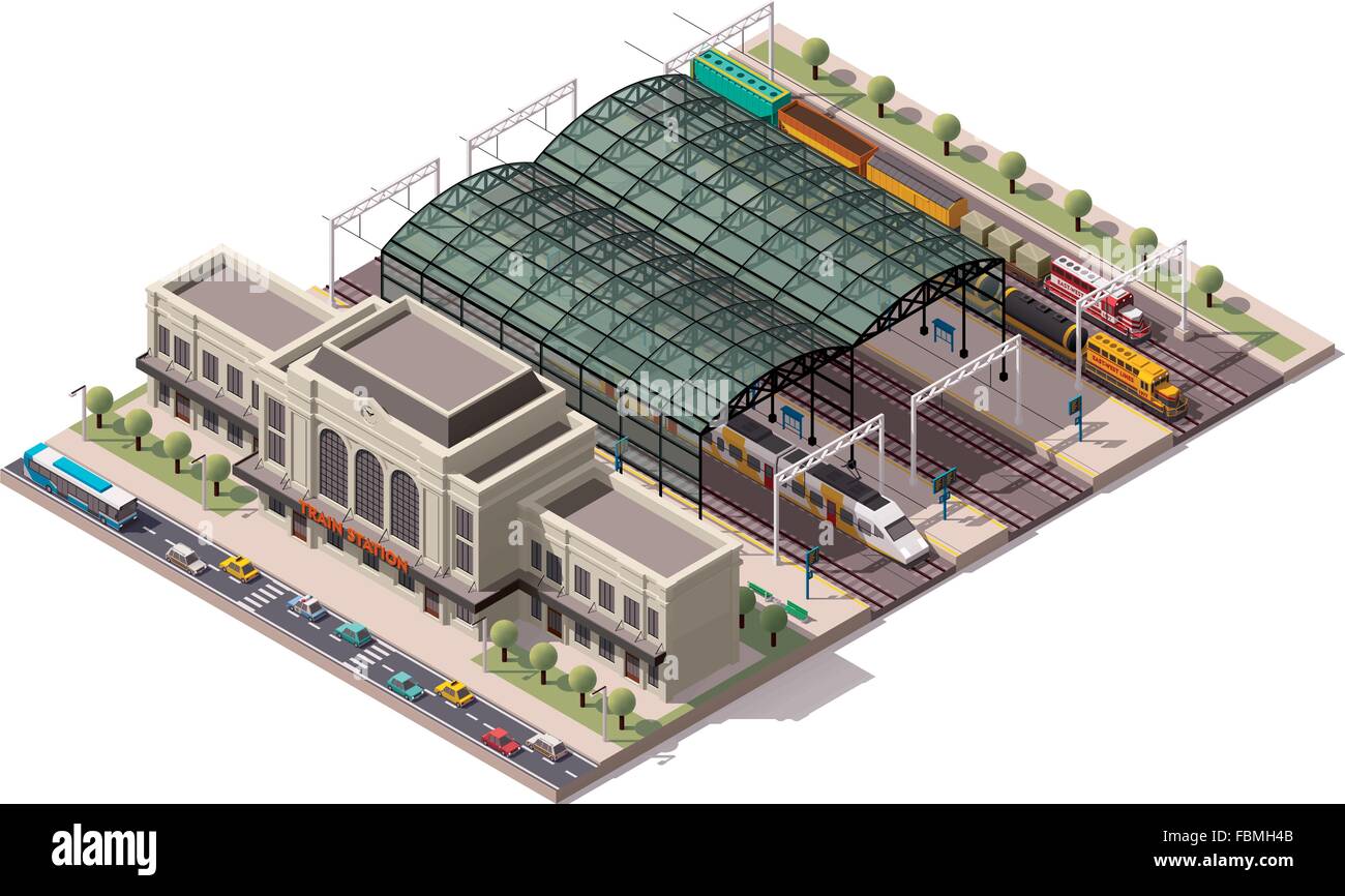 Vector isometric train station Stock Vector Image & Art - Alamy