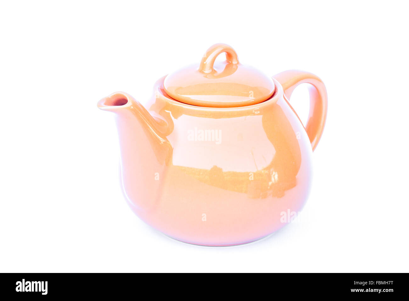 Orange ceramic teapot isolated on white background, stock photo Stock ...