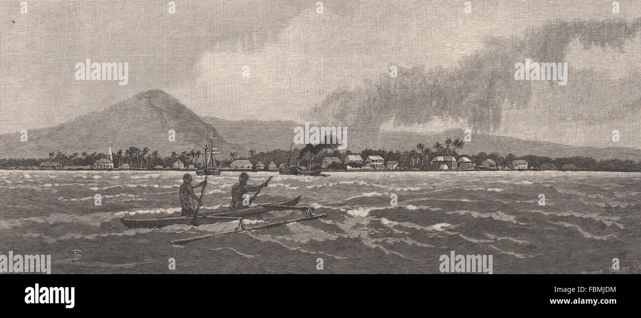 APIA. Samoa, antique print 1888 Stock Photo - Alamy