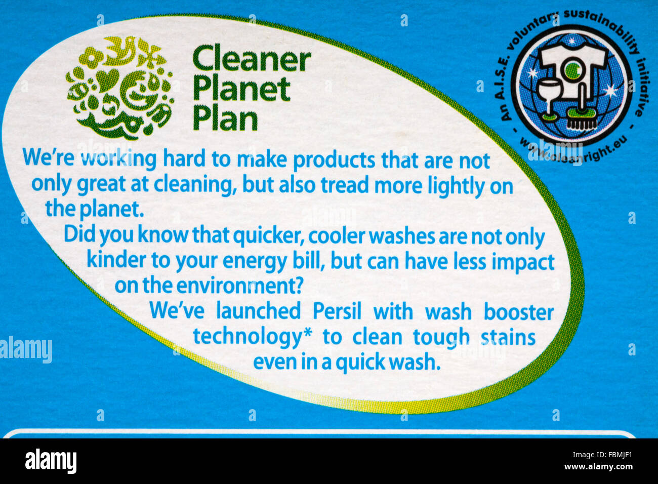 Cleaner Planet Plan information on box of Persil washing powder - an ...
