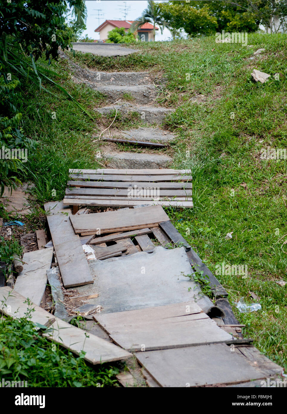 Narrow Pathway Along Grassland Stock Photo - Alamy