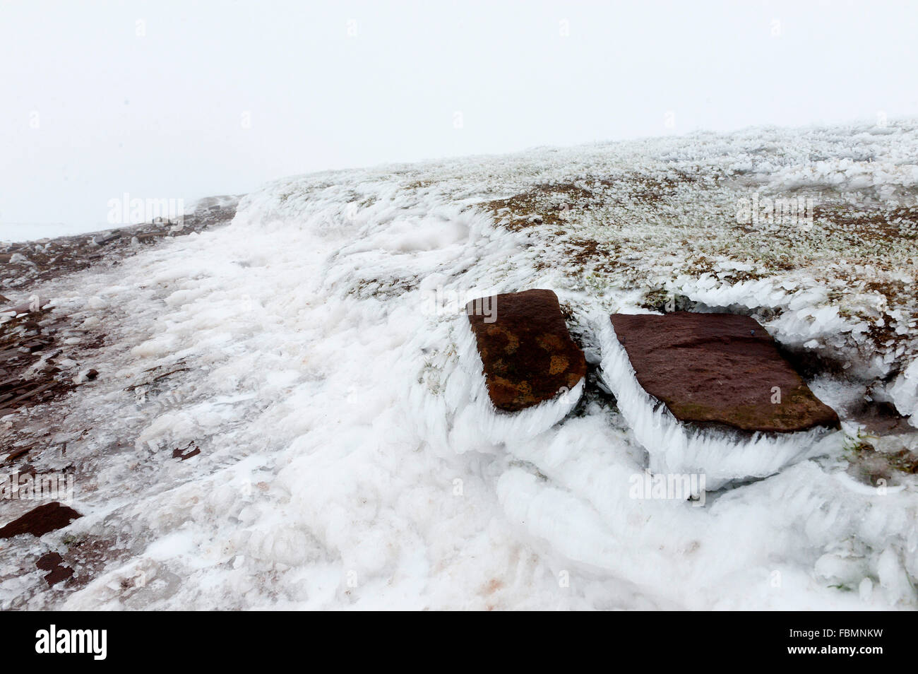 Brecon Beacons, Powys, Wales, UK. 18th January, 2016. Icicles and frost ...