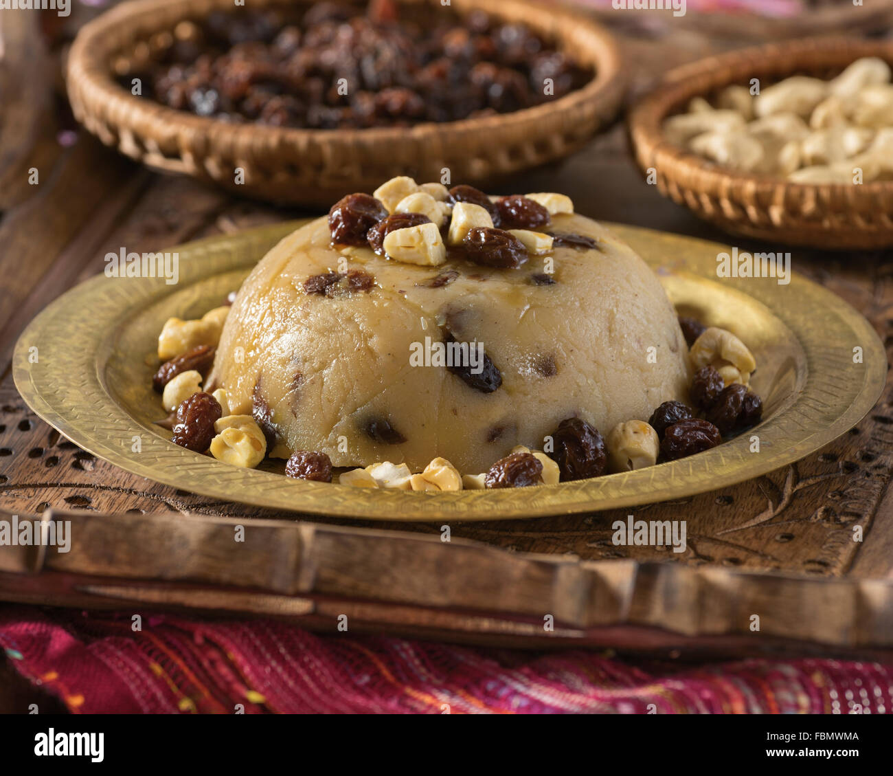 Sheera. Semolina dessert with cashew nuts and raisins. India Food Stock ...