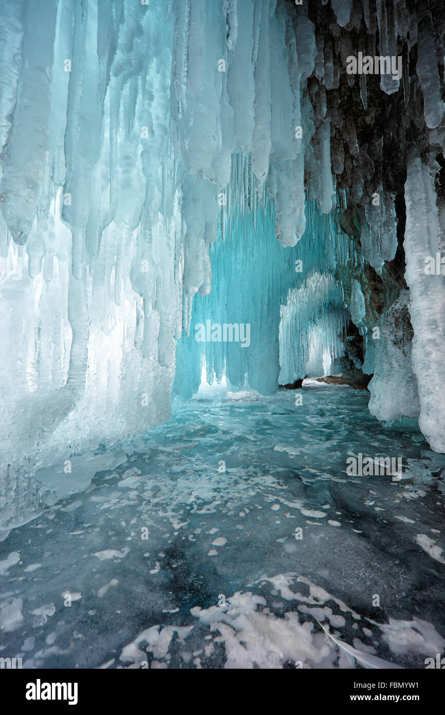 Ice cave on Olkhon island on Baikal lake in Siberia at winter time Stock Photo - Alamy