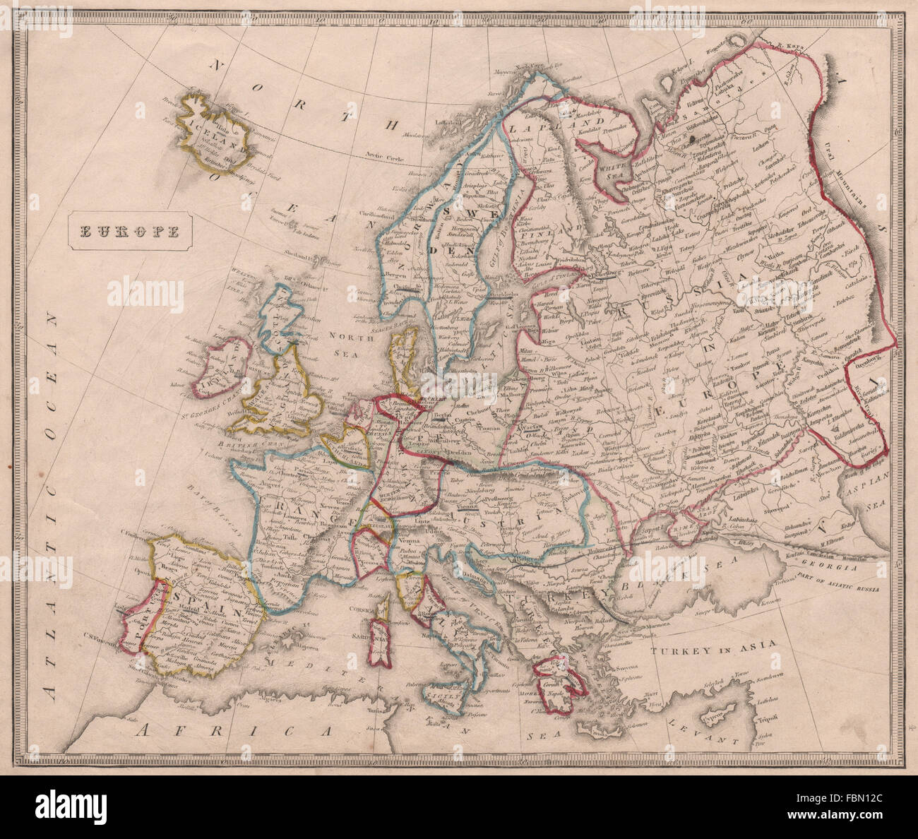 EUROPE. Shows Catalonia as French.Duchy of Savoy.Comte de Nice.JOHNSON ...