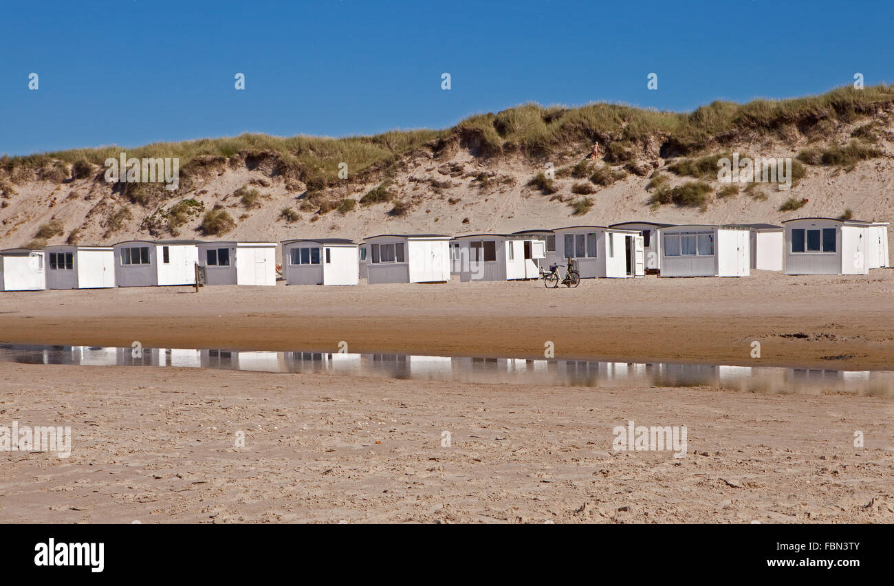 Danish Beach Huts, Lokken. Beach huts are common on the west coast of ...
