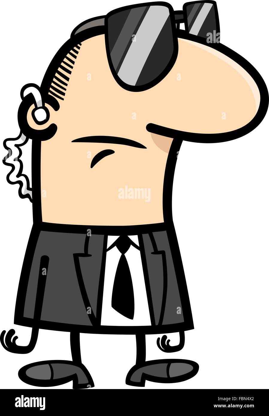 Cartoon Illustration of Bodyguard of Security Staff Stock Vector Image ...